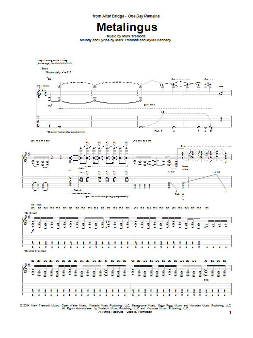 Alter Bridge "Metalingus" Sheet Music | Download PDF Score 99213