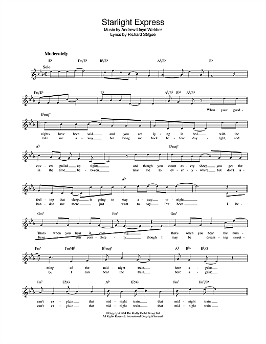 Andrew Lloyd Webber Starlight Express Sheet Music Download PDF