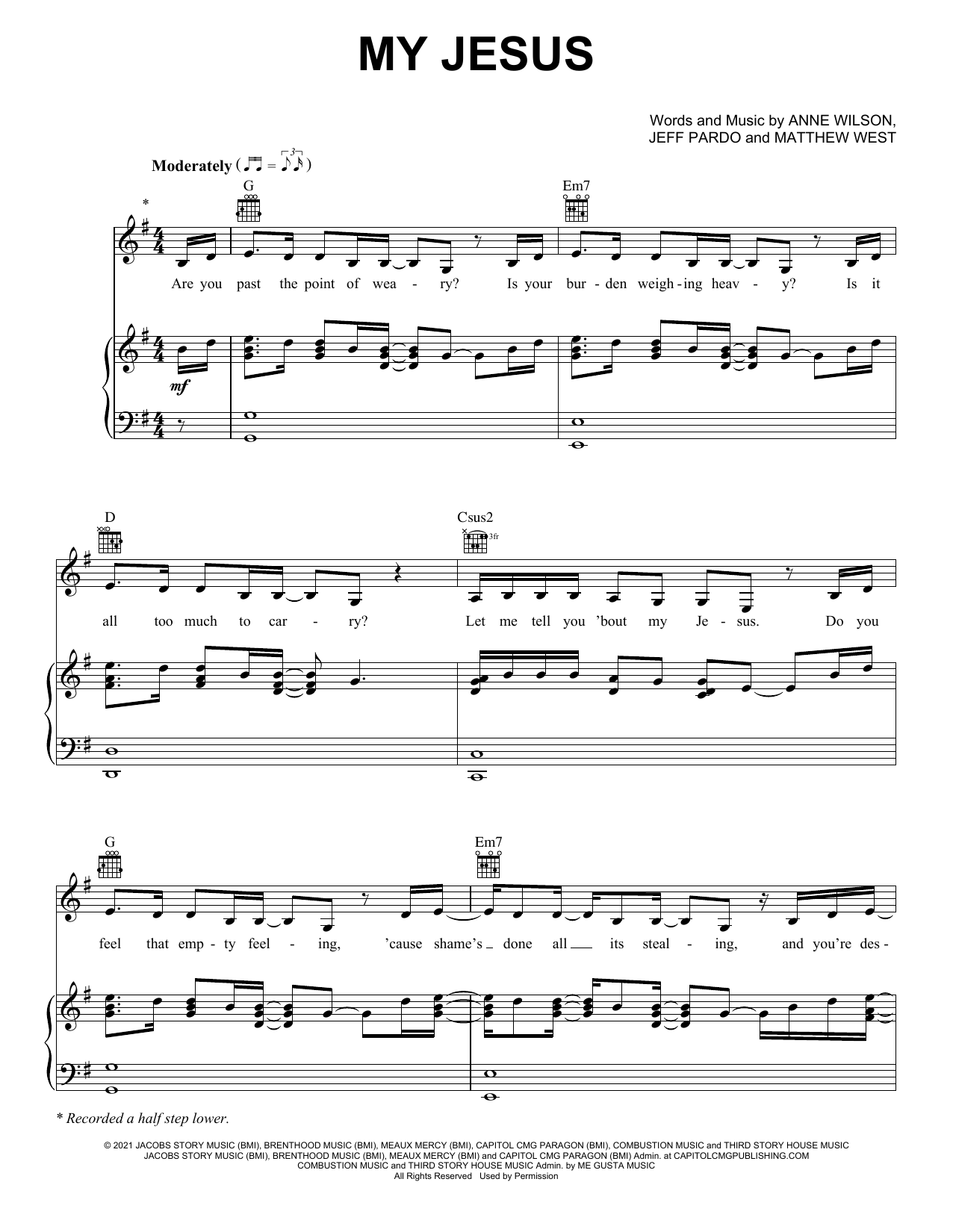 Anne Wilson "My Jesus" Sheet Music Notes | Download PDF Score Printable