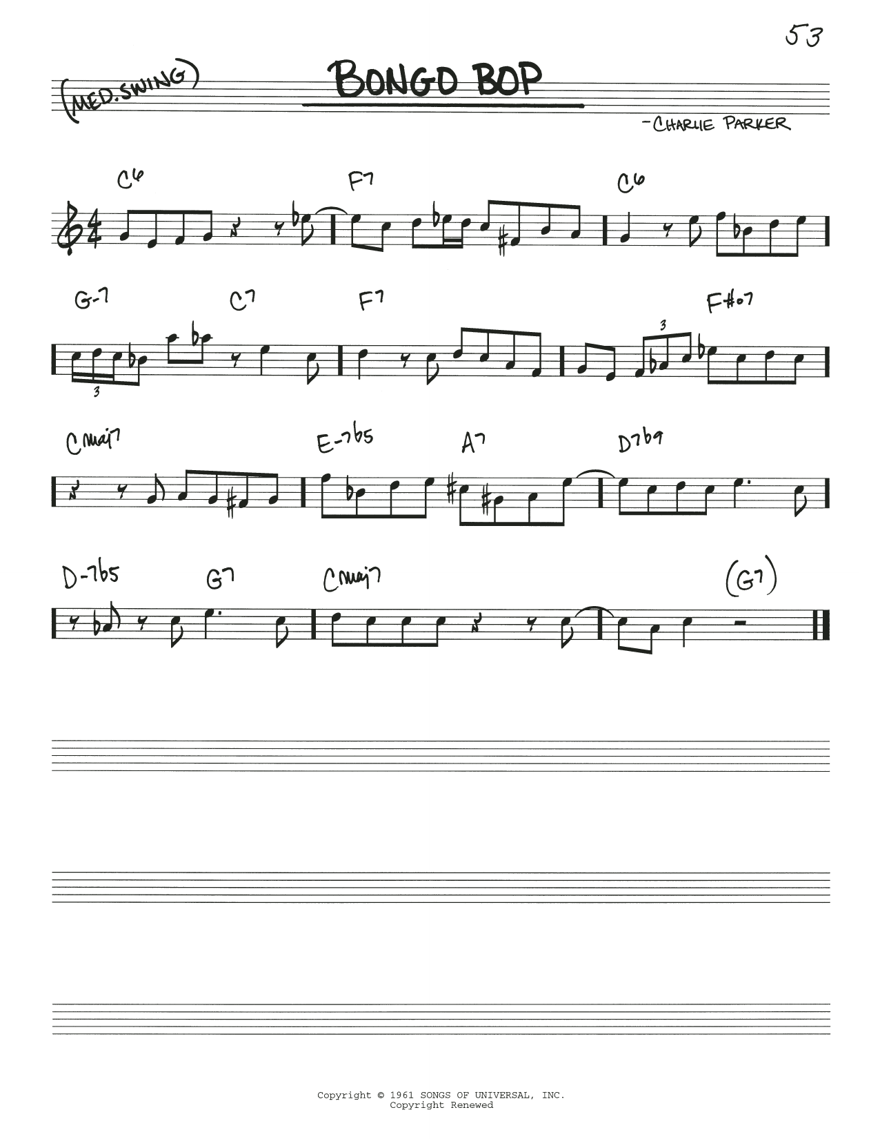 Charlie Parker "Bongo Bop" Sheet Music | Download PDF Score 457524