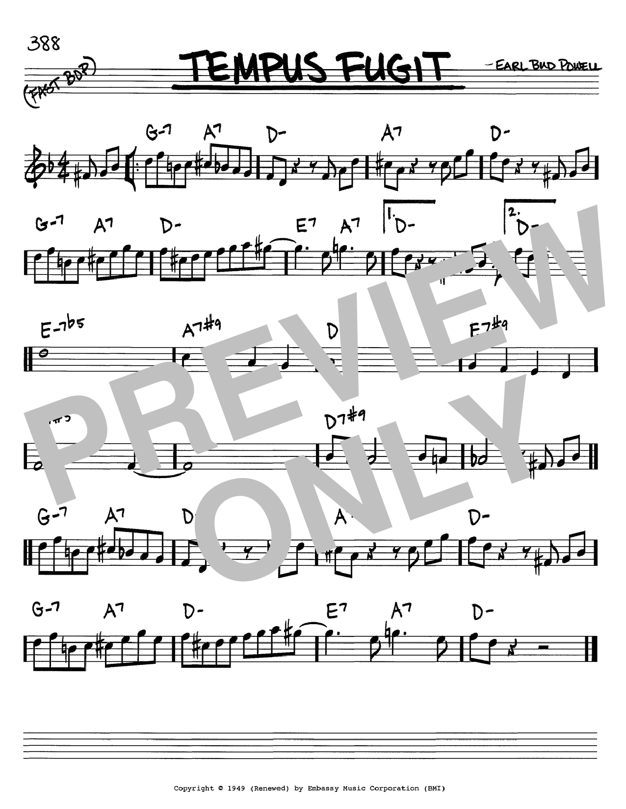 Bud Powell "Tempus Fugit" Sheet Music Notes | Download PDF Score Printable