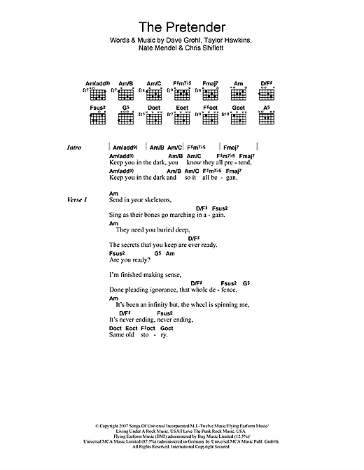 Foo Fighters "The Pretender" Sheet Music Notes | Download PDF Score ...